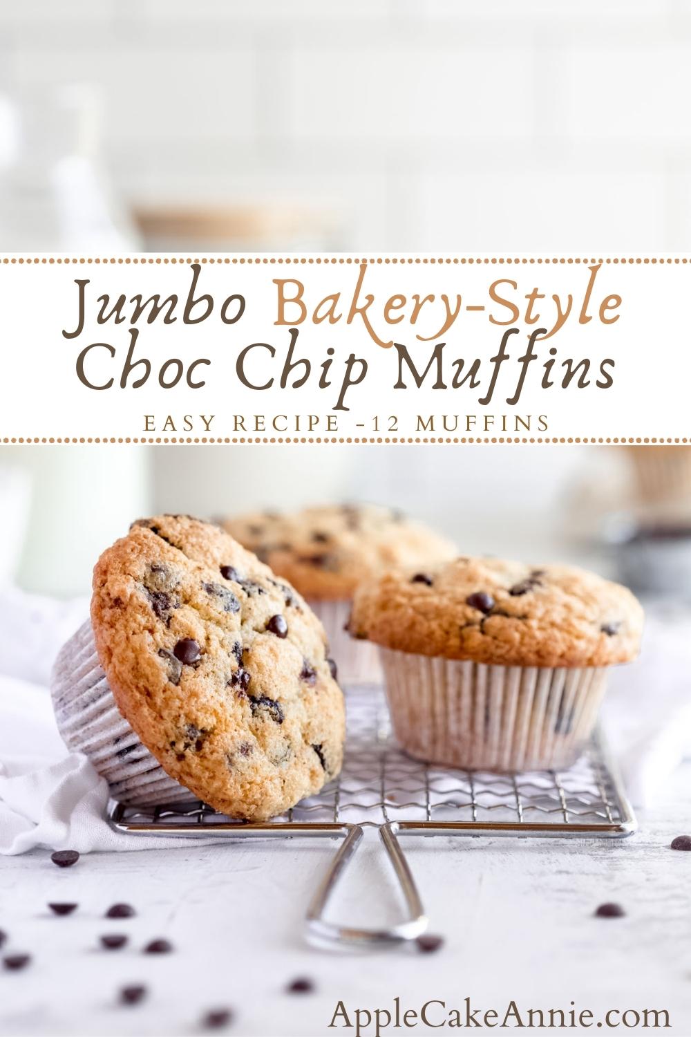 The Best Jumbo Bakery-Style Chocolate Chip Muffins - Apple Cake Annie