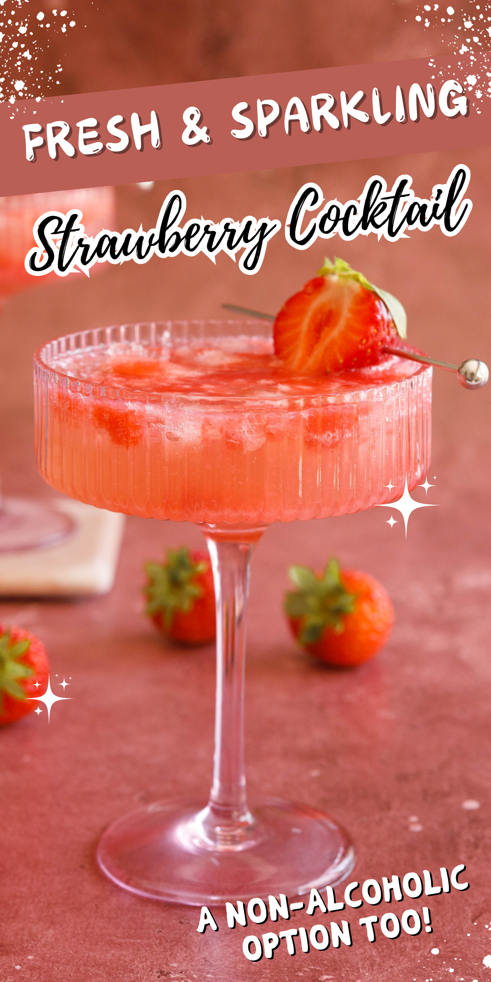 Sparkling Strawberry Cocktail (with Mocktail option) - Apple Cake Annie