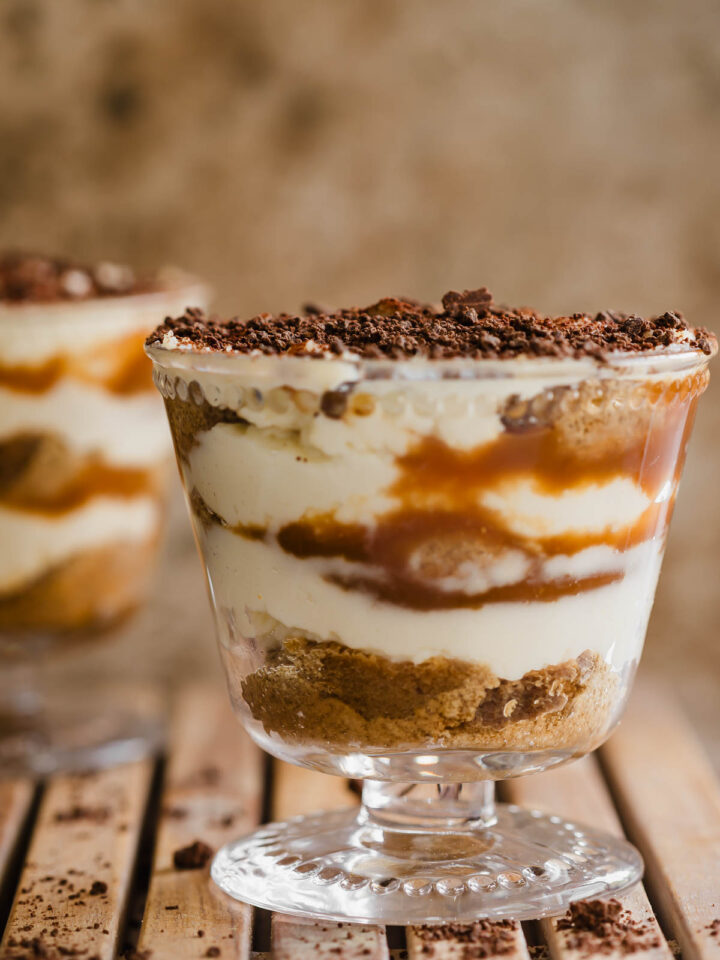 Rich & Fudgy Salted Caramel Tiramisu - Apple Cake Annie